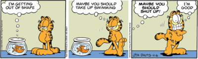 Questão In the comic strip below, Garfield:From: http://www.asparatu ...