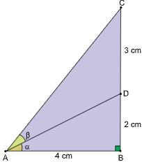 Questão No triângulo retângulo ABC, AB = 4 cm e o segmento AD divide o ...