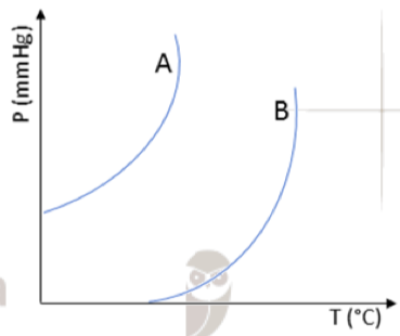Questão O gráfico abaixo mostra as curvas de pressão de vapor de duas ...