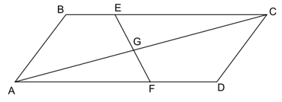 Questão O paralelogramo ABCD, indicado na figura, é tal que BE = BC/4 ...